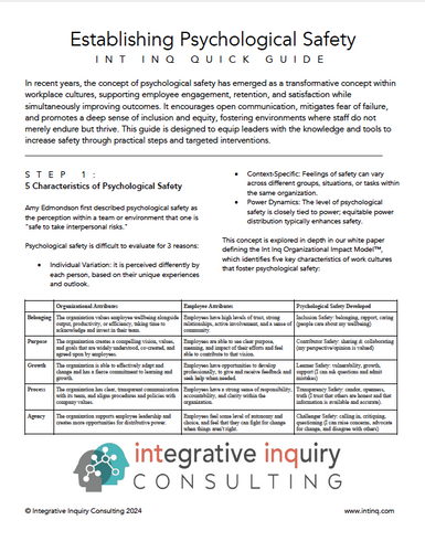 Quick Guide: Establishing Psychological Safety | Int Inq Consulting