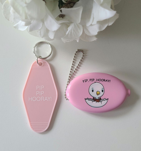 Pip, Pip, Hooray! 2 piece set - Keychain and Pouch | Bald Eagle Creations