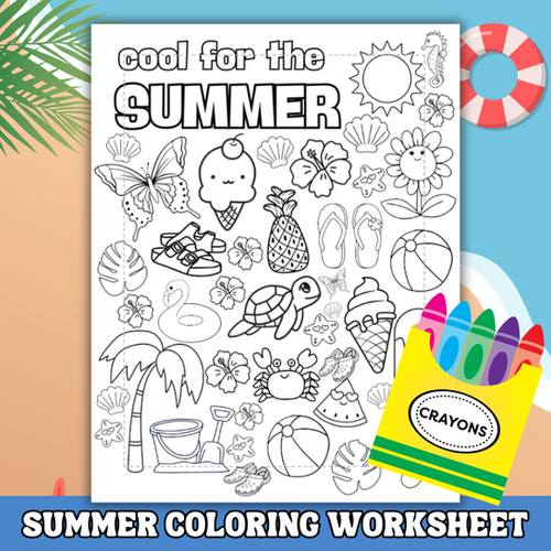 Summer Coloring Worksheet | Finally Teaching