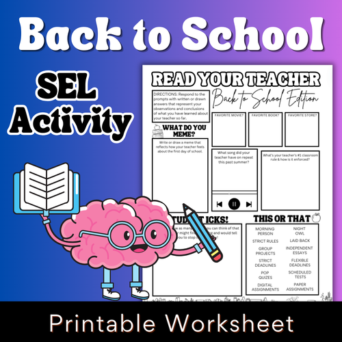 Read Your Teacher Printable Worksheet | Finally Teaching