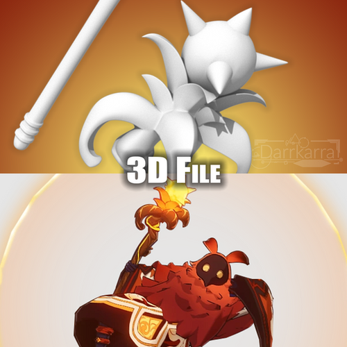 Pyro Abyss Mage Staff Genshin Impact STL | Darrkarra