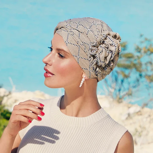 Christine. Lotus Turban. Indian Taupe. | Wig Wise