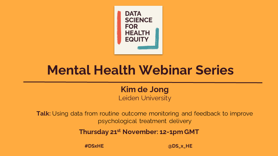 Mental Health Theme Webinar: Kim de Jong (Leiden University) | DSxHE