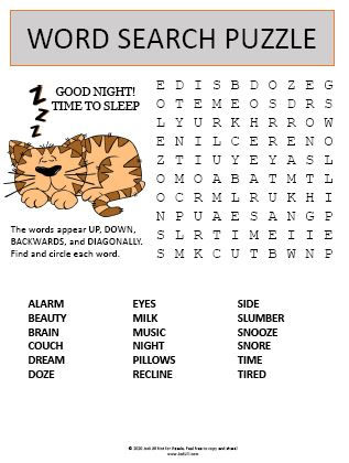 Time to Sleep Word Search