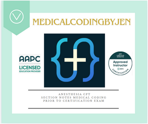 Anesthesia CPT Section with Examples, AKA, and Notes 32 Pages Instant ...