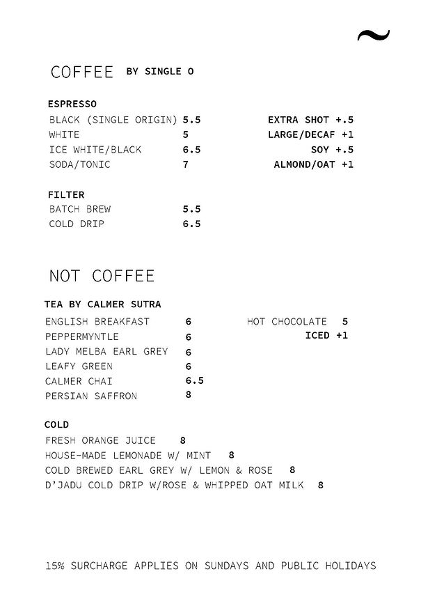 Menus | ARRA Coffee and Wine