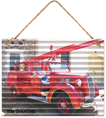 Diamond T Fire Truck Metal Hanging Sign | Museum of Fire