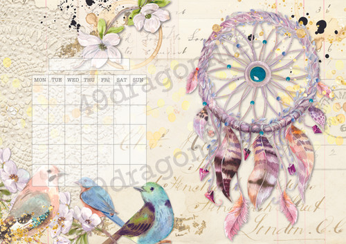 Boho Birds Weeklies and Monthly NO DATE With Background | 49dragonflies
