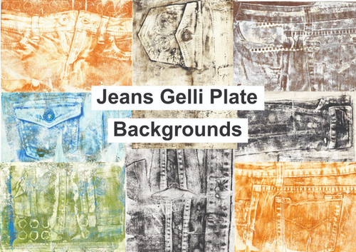 Jeans Gelli Plate Backgrounds US LETTER Size | 49dragonflies