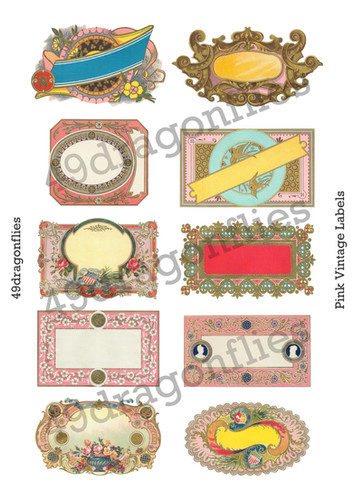 Pink Vintage Labels | 49dragonflies