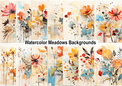 Watercolor Meadows Backgrounds A4 | 49dragonflies