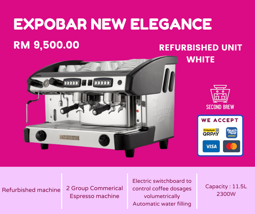 EXPOBAR NEW ELEGANCE - 2 GROUP REFURBISHED (WHITE) | Second Brew Malaysia