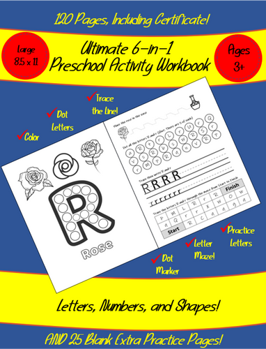 6-in-1 Ultimate Preschool Workbook | Custom Sundries