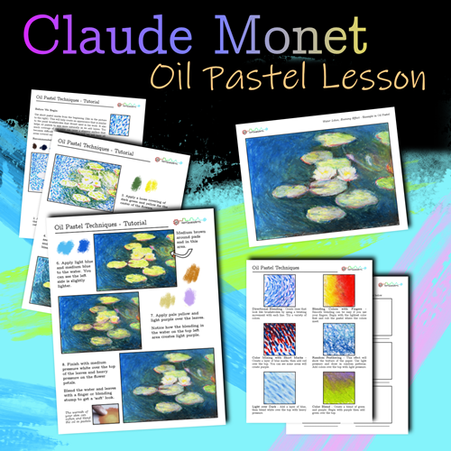 Monet Oil Pastel Lesson - Lilypads - Oil Pastel Worksheets