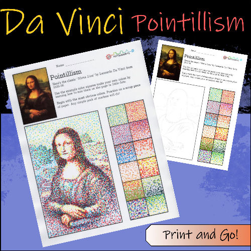 Leonard Da Vinci 'Mona Lisa' - Pointillism Worksheet