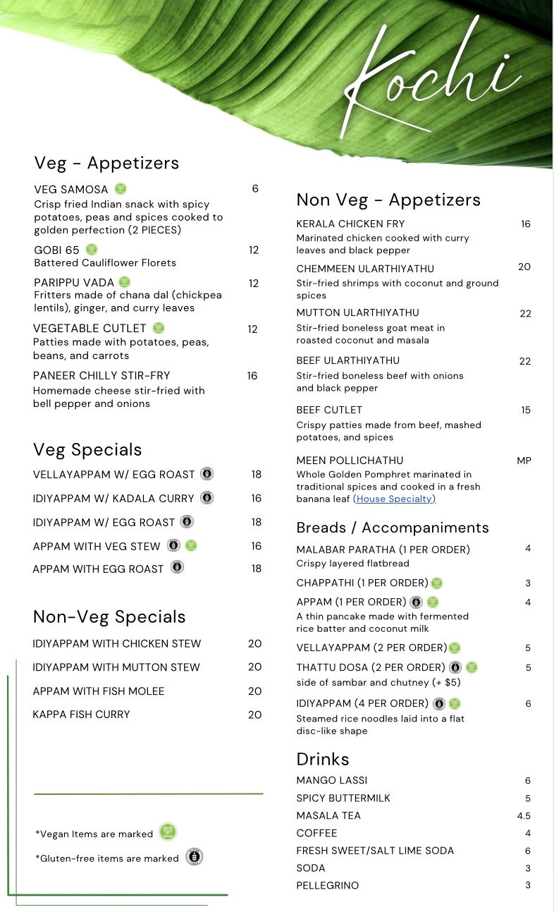 Menu | Kochi