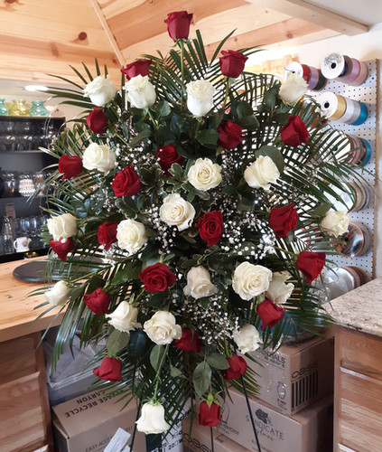 Red and White Standing Spray | My Florist