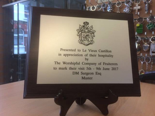 Brushed Aluminium Plaque on Oak Backing Board | WARMINSTER ENGRAVING