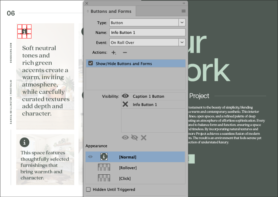 Learn how to create Interactive PDF Roll Over buttons in Adobe InDesign