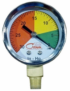 VAC GAUGE 0-30″Hg COLOR CODED | Crown Engineering