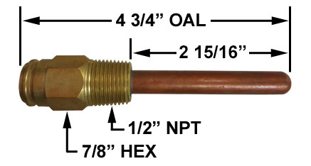 AQUASTAT IMMERSION WELL 1/2″ STD | Crown Engineering