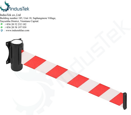 Retractable Barrier, Wall Mounted Pull Out (Red/White 10m) | Industek