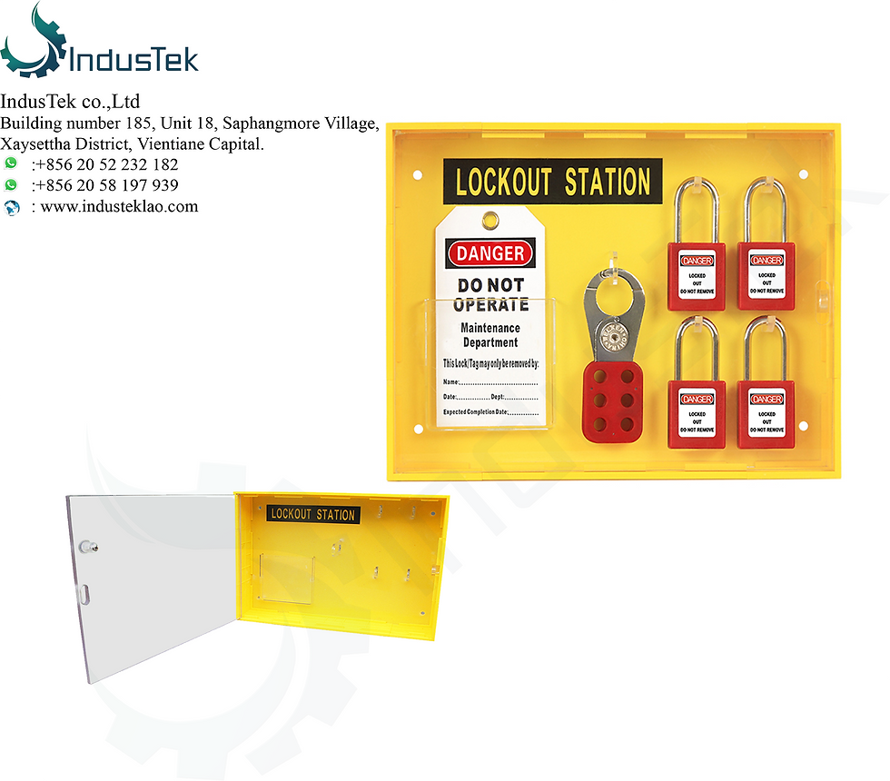 Factory 4 Padlock LOTO Lockout Station Board with Cover BD-8714 | Industek