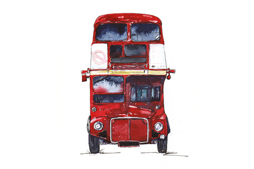 London Bus Routemaster Watercolour Print from watercolour painting ...