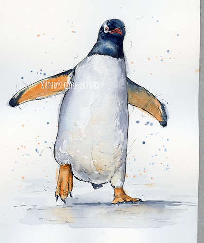Penguin Ink and watercolour Tutorial | Little Red Boots