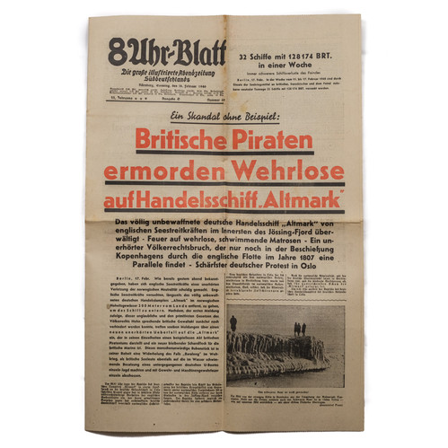 WWII German "8 Uhr-Blatt" Tabloid Newspaper (18 February 1940 ...