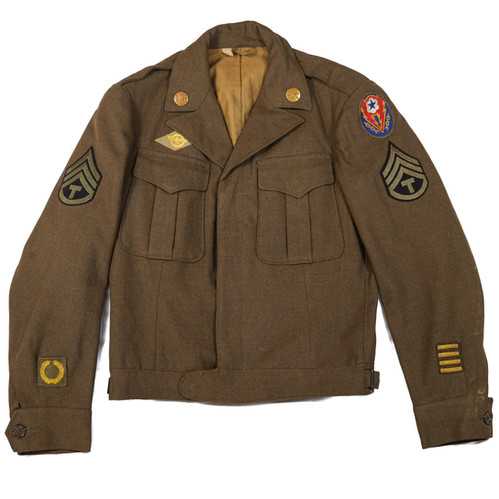 US, WWII, Army ADSEC T/3 Ike Jacket (36L, Named) | queencitymilitaria