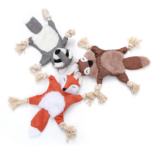 Furry Forest Friends Dog Toy Set - Squirrel, Fox, Raccoon, 3-Pack ...