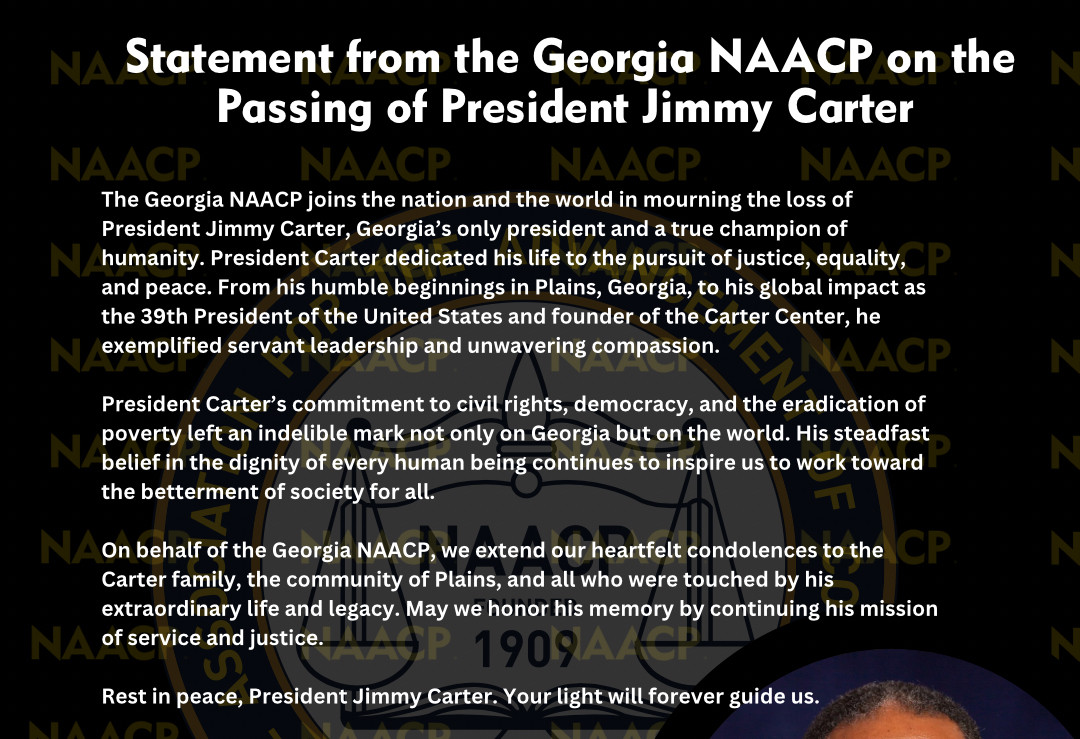 Georgia NAACP issues statement on the Passing of President Jimmy Carter