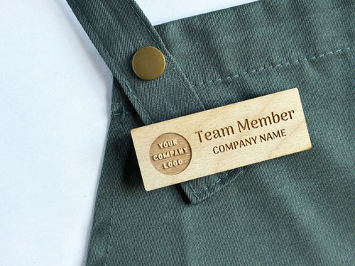 Natural Wood Name Tag with Laser Engraving | Little Dot Studio