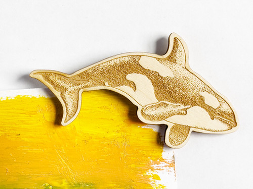 Orca Killer Whale Engraved Wood Magnet | Little Dot Studio