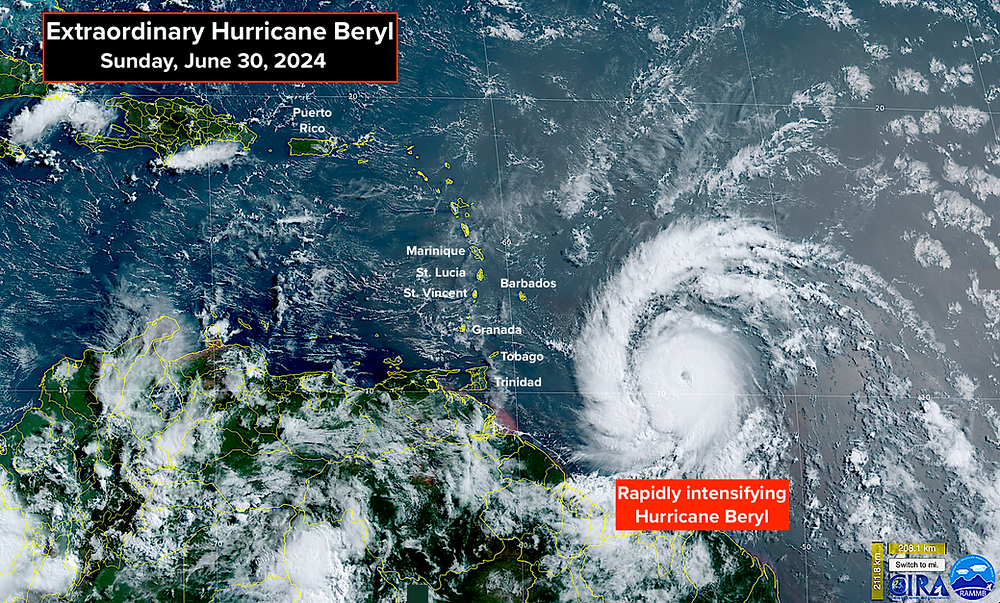 An extreme hurricane threat for the southeastern Caribbean islands