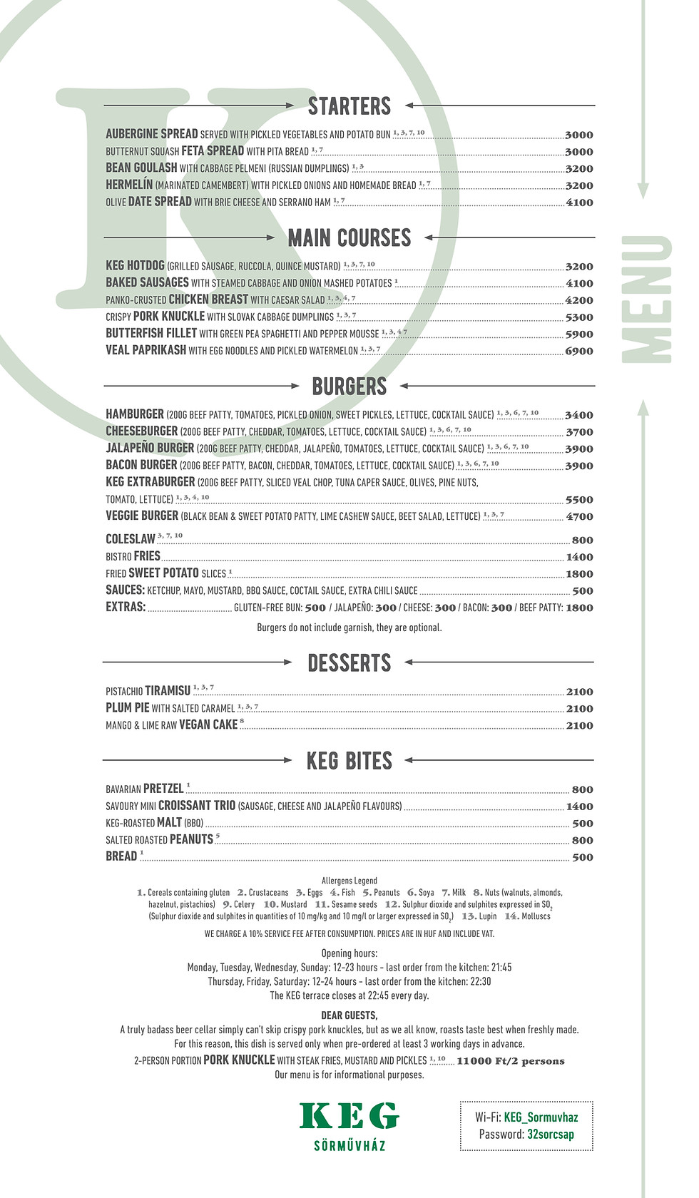 menu with daily menu | kegsormuvhaz