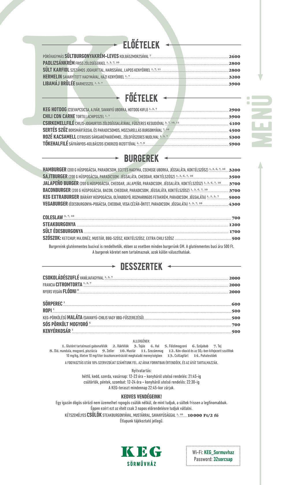 menü napi menüvel | kegsormuvhaz