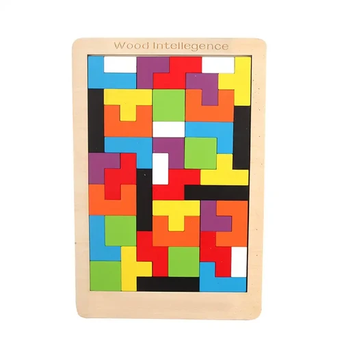 Wooden Tetris Shape Puzzle Brain Teaser | Babydoo