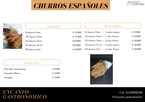 Carta de churros | Encanto Gastronómico