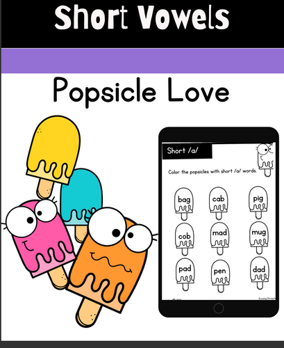 Summer Short Vowels Worksheet Practice Popsicle Love Kindergarten First ...