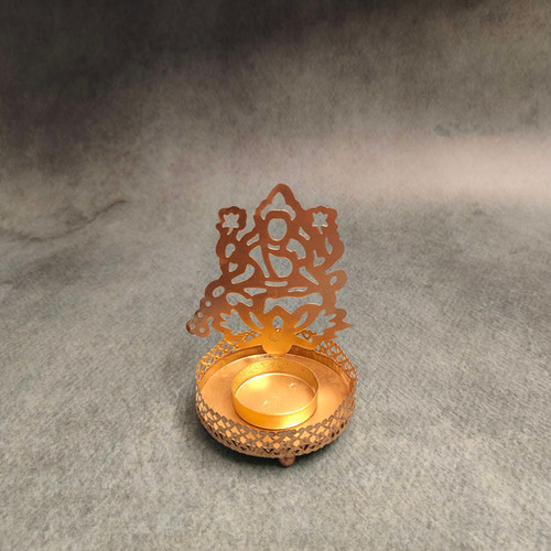 Metal Shadow Saraswati Tea light Holder | Home Krafter