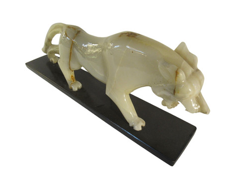 Vintage Carved White Jade Panther | Horseman Antiques