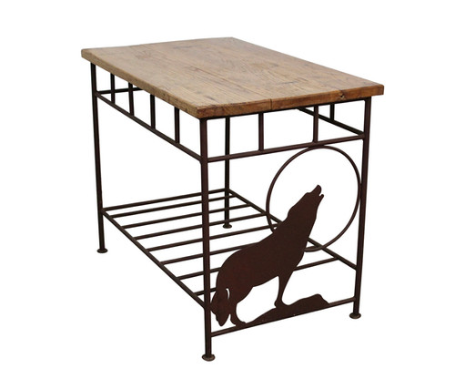 Vintage Rustic Iron & Pine "Lone Wolf" Table | Horseman Antiques