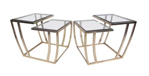 Pair of Modern Brass Finish End Tables | Horseman Antiques
