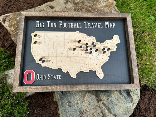 College Football "Big Ten" Stadium Travel Map (Framed) | TMB Woodworks