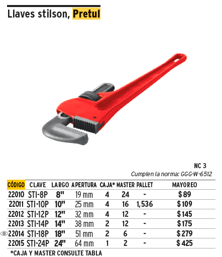 LLAVE STILSON 8" | Instal