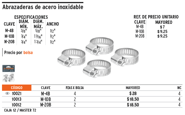 ABRAZADERAS DE ACERO INOX. 3/4 | Instal