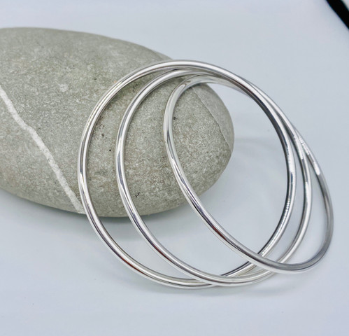 Silver Russian Wedding Bangle Round 3mm | Sakamoto Designs