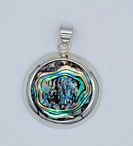 Round Abalone Shell and Silver Pendant | Sakamoto Designs